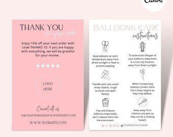 Editable Balloons Care Instructions Template, Printable Balloon Safety ...