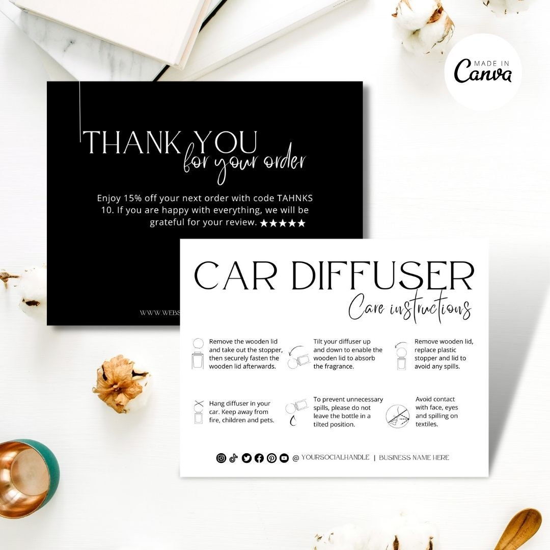 Car Diffuser Care Guide Template, Editable Car Diffuser Oil ...