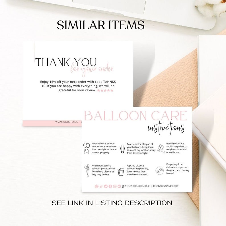 Editable Balloons Care Instructions Template, Mini Printable Balloon ...