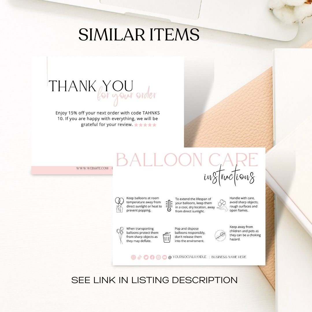Editable Balloons Care Instructions Template, Mini Printable Balloon ...