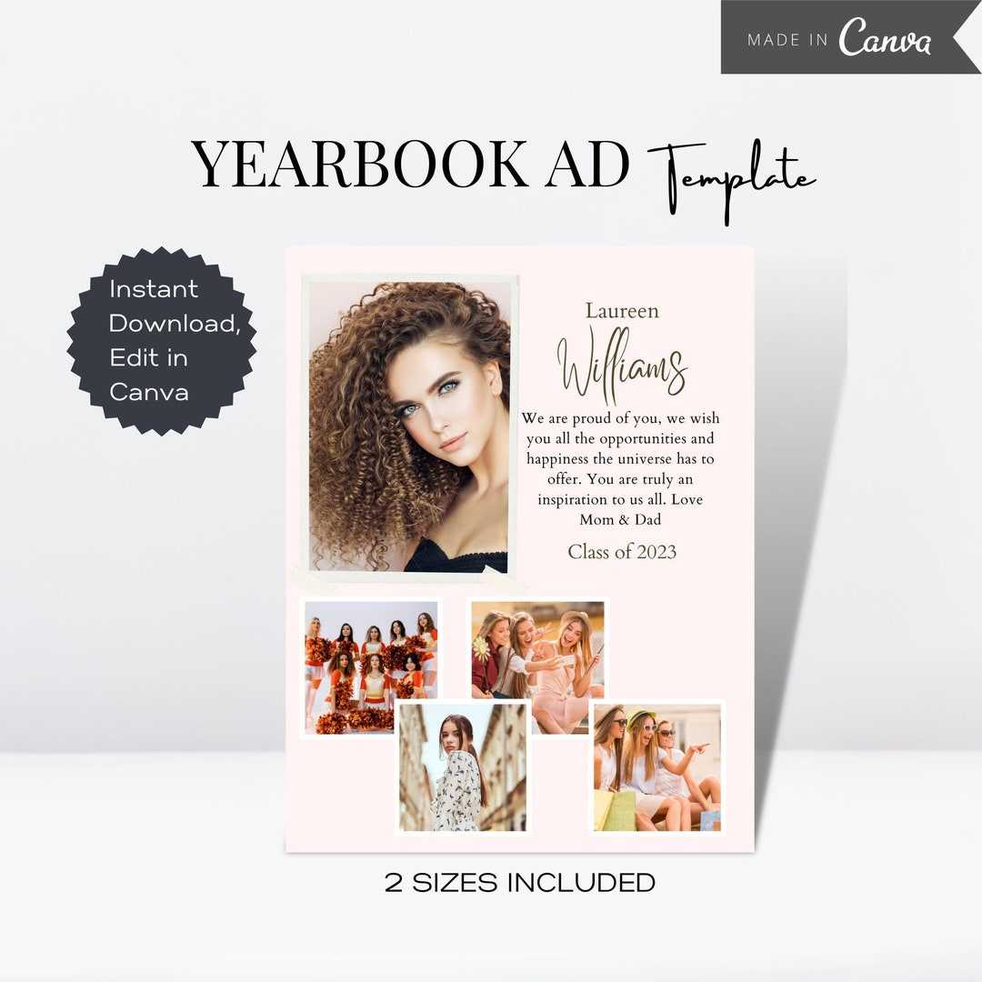 Yearbook AD Template, Full Page, School Yearbook, Yearbook Tribute ...