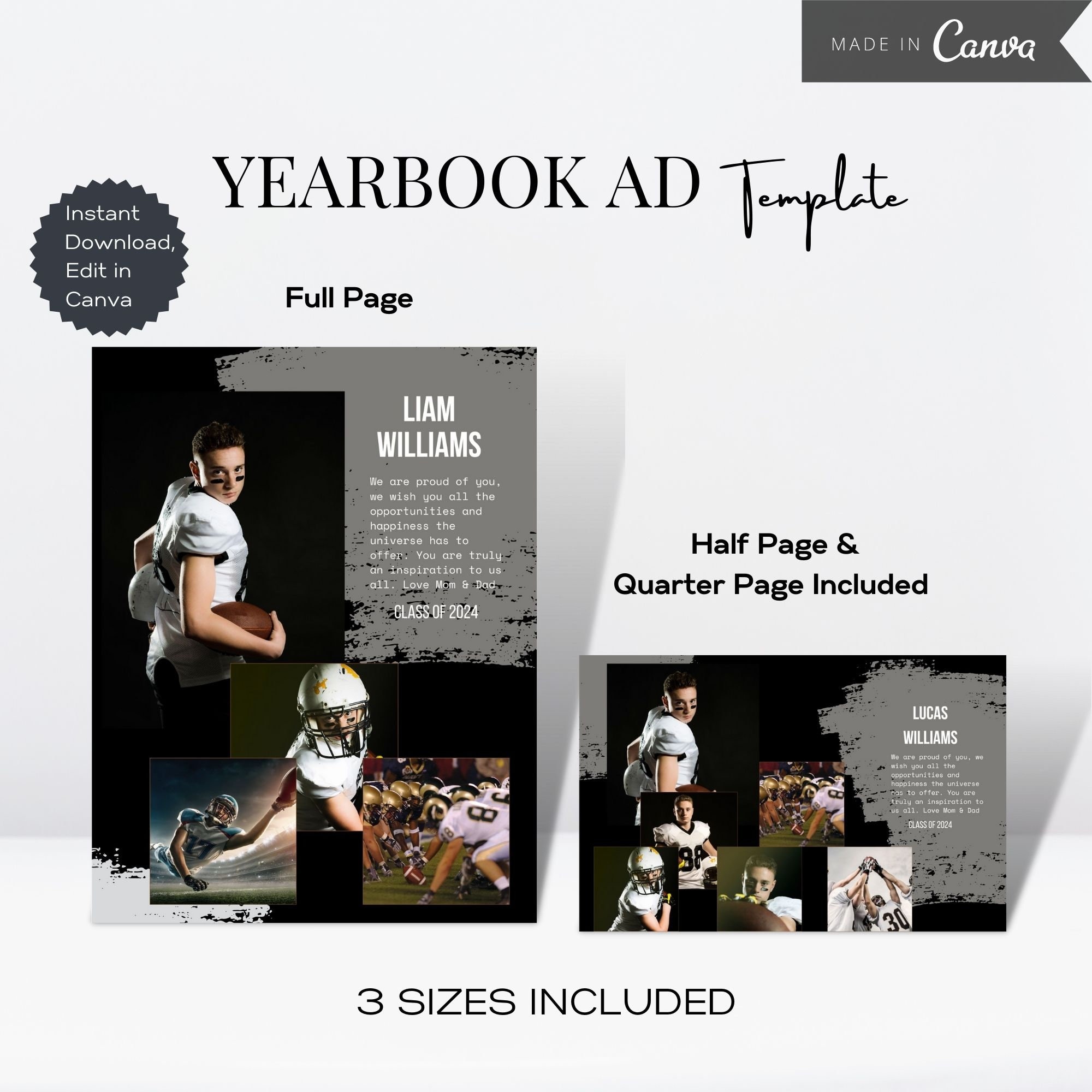 Senior Yearbook AD Template Half Page/ Full Page, Sports Theme ...