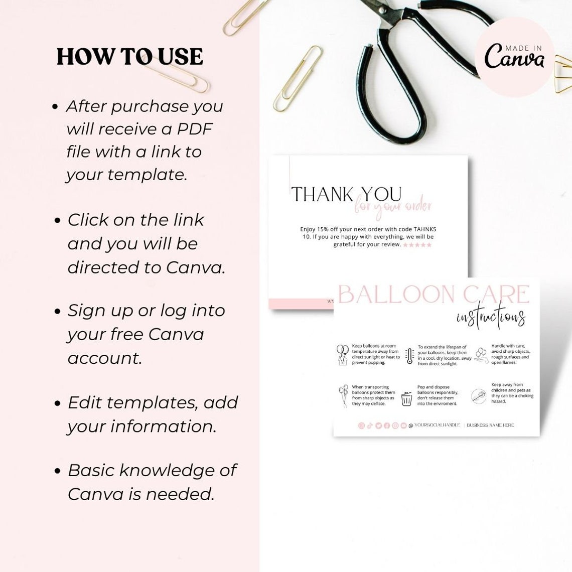 Editable Balloons Care Instructions Template, Printable Balloon Safety ...
