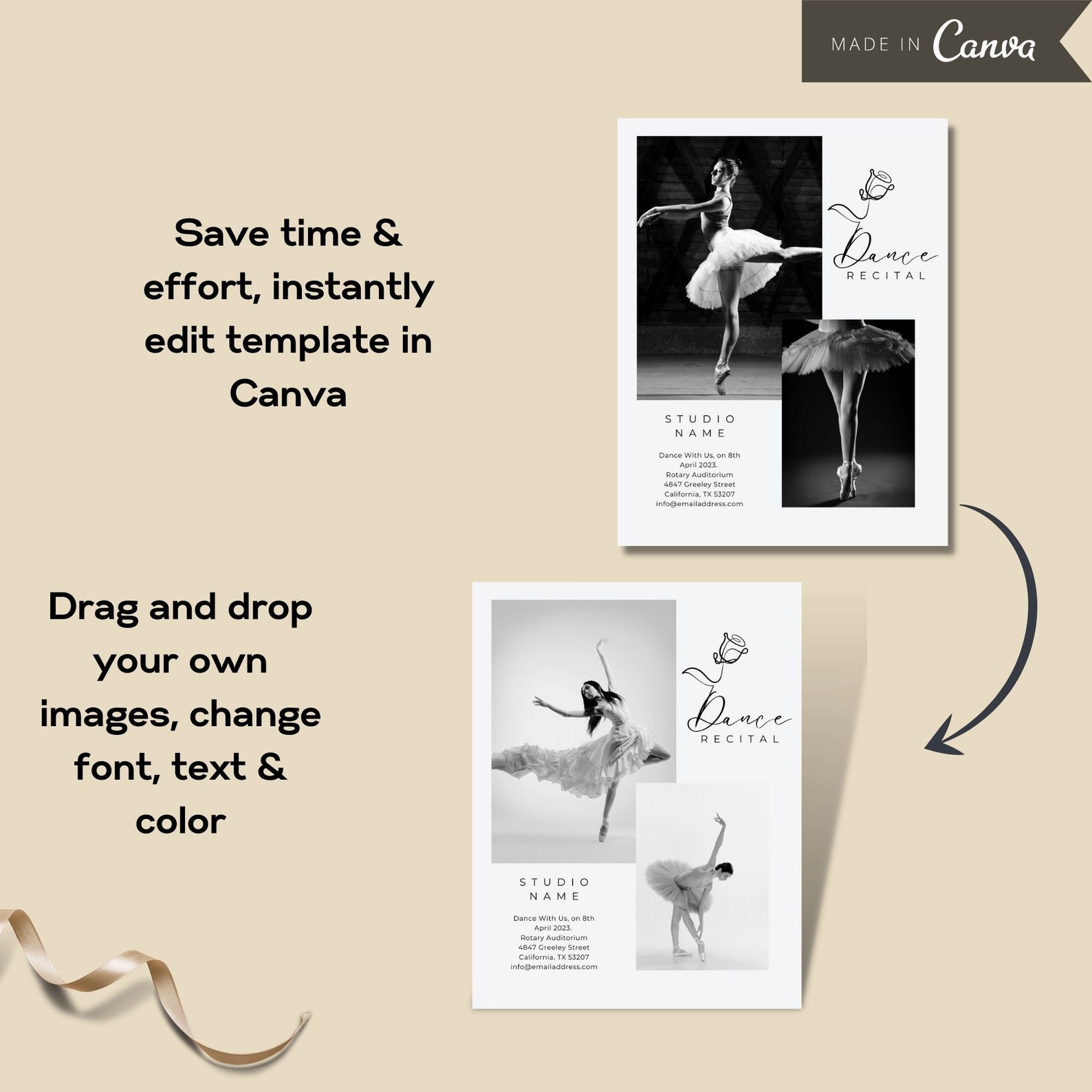 Full Page Dance Recital Ad Template, Ballerina Dance Ad Template ...