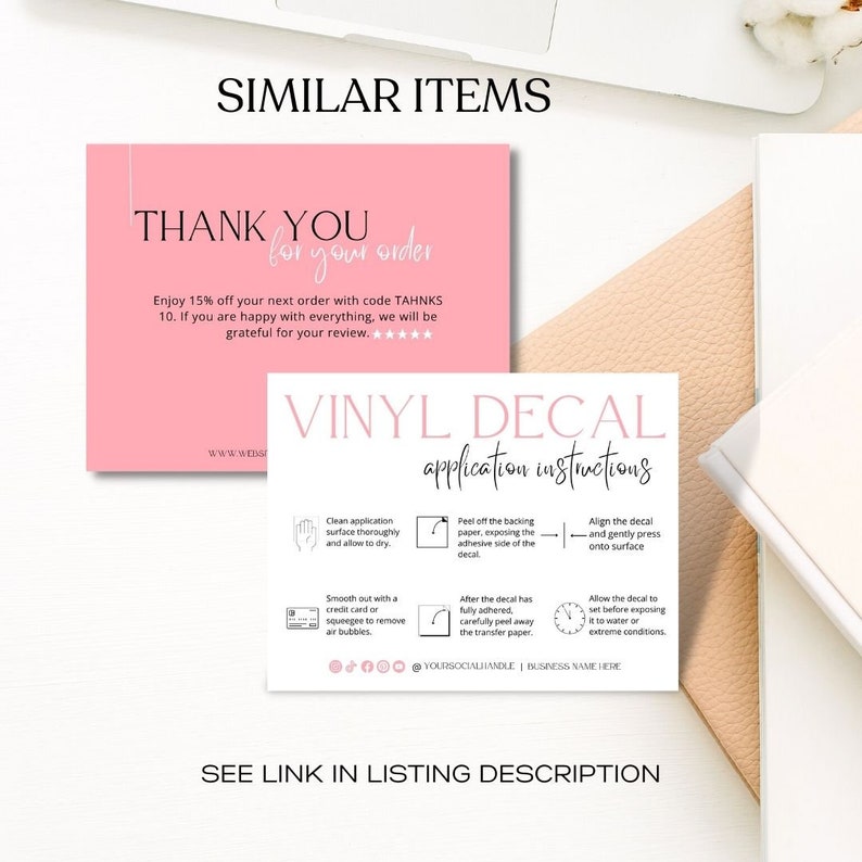 Editable Vinyl Decal Care Card Instructions, DIY Decal Instructions ...