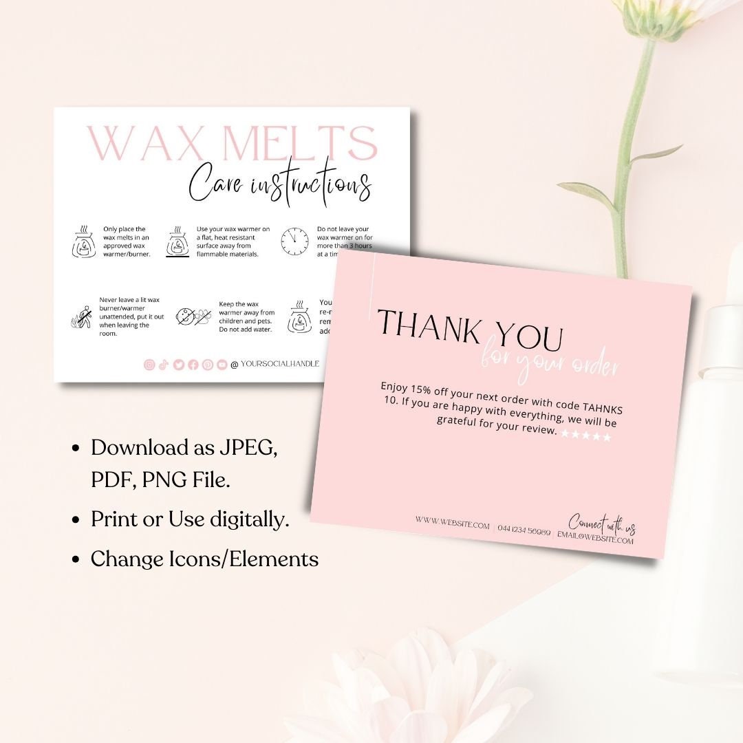 Editable Wax Melts Label, Printable Wax Melts Safety Instructions, Wax ...