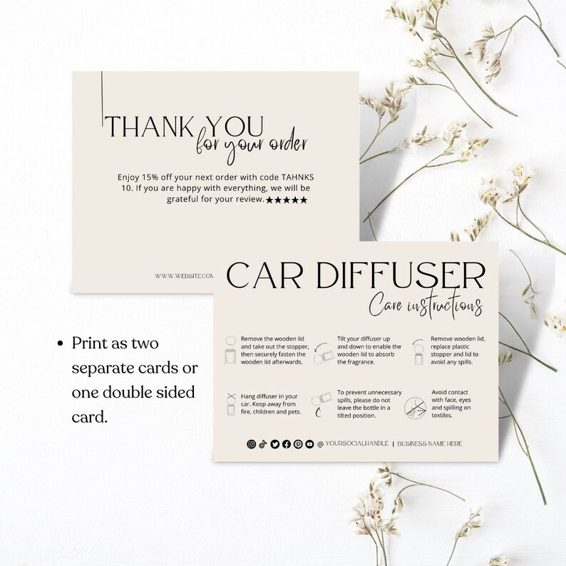 Car Diffuser Care Guide Template, Editable Car Diffuser Oil ...
