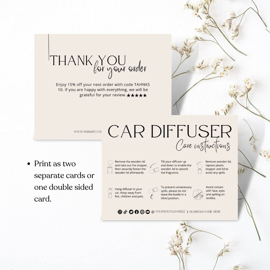 Car Diffuser Care Guide Template, Editable Car Diffuser Oil ...