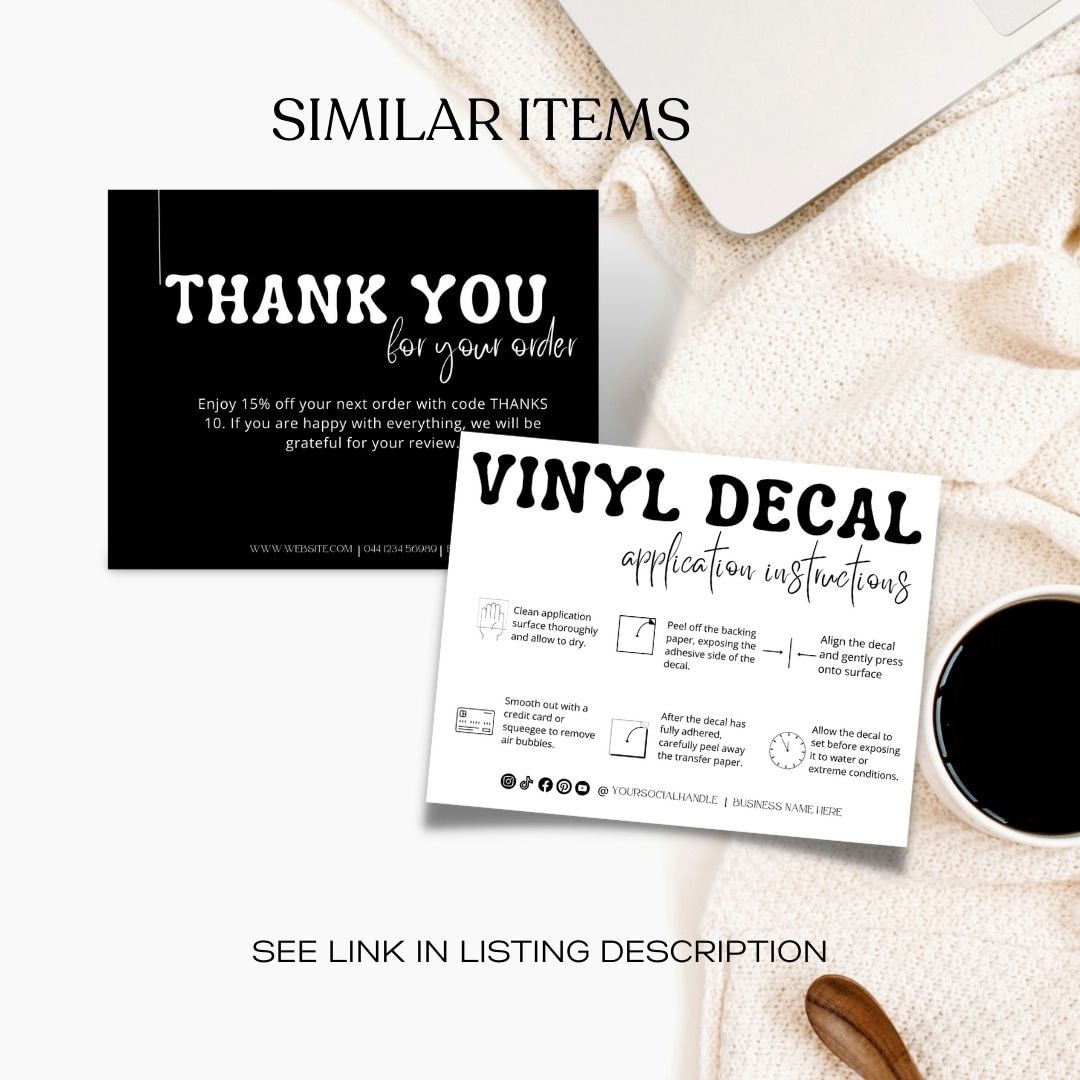 Editable Vinyl Decal Care Card Instructions, DIY Decal Instructions ...