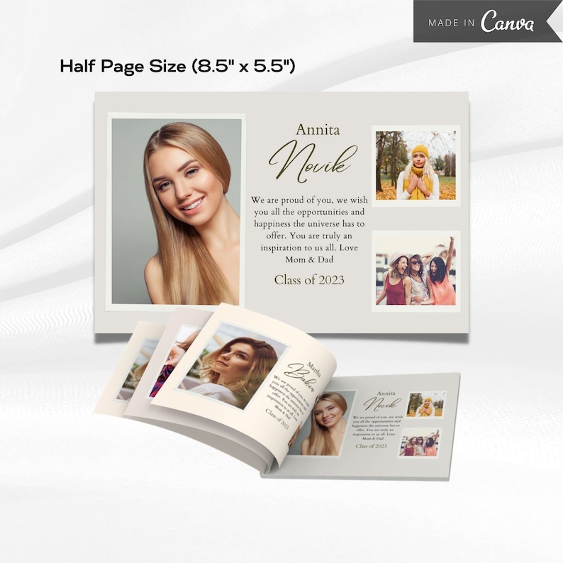 Yearbook AD Tribute Template, Senior Yearbook AD, Editable Canva Grad ...