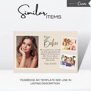 Yearbook AD Tribute Template, Senior Yearbook AD, Grad Announcement ...