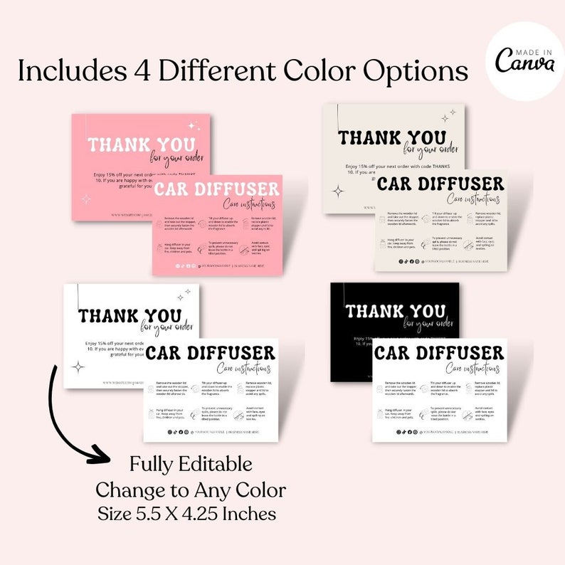 Car Diffuser Care Guide Template, Editable Car Diffuser Oil ...