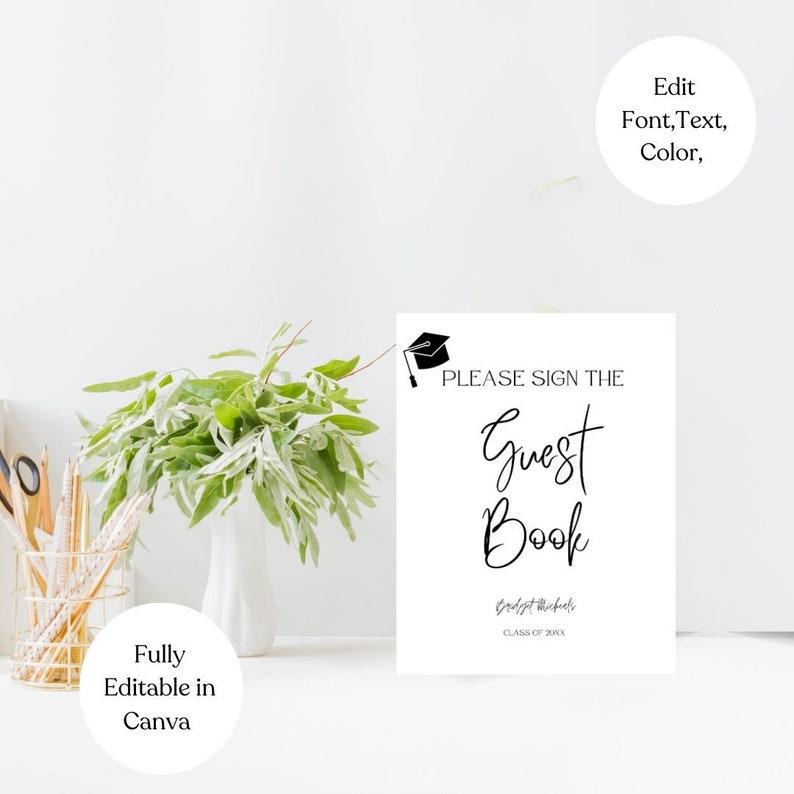 Graduation Sign Guest Book Template, Editable Graduation Party Table ...