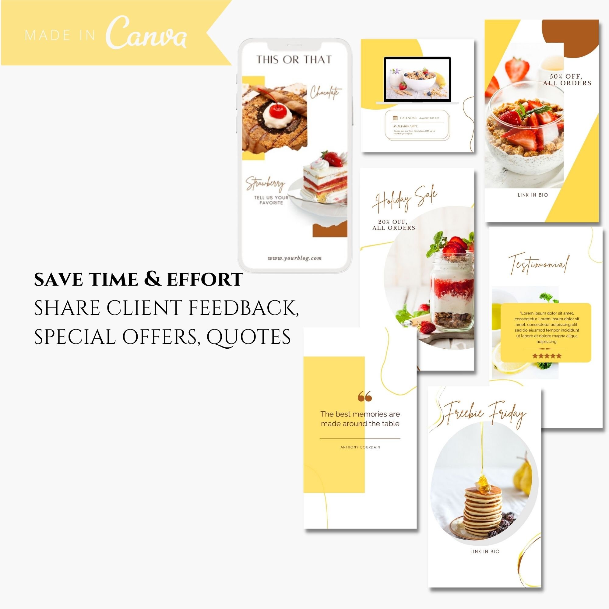 Food Creator Bundle, Cook Book Template, 250 Food Instagram Templates ...