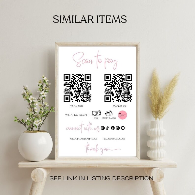 Editable Scan to Pay Sign, Pink Printable Accepted Payments Sign, QR ...