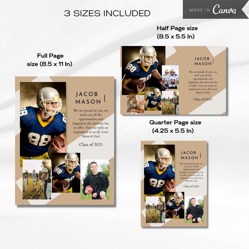 Senior Yearbook AD Template Half Page/ Full Page, Sports Theme ...