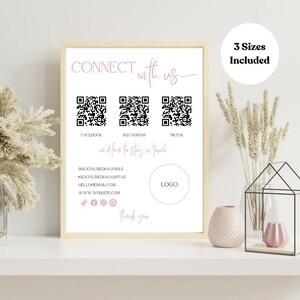 Editable Connect With Us QR Code Business Template, DIY Let's Be Social ...