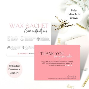 Wax Sachet Care Instructions Template, Editable Wax Sachet Safety Care ...