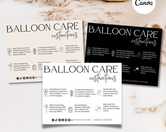 Editable Balloons Care Instructions Template, Printable Balloon Safety ...