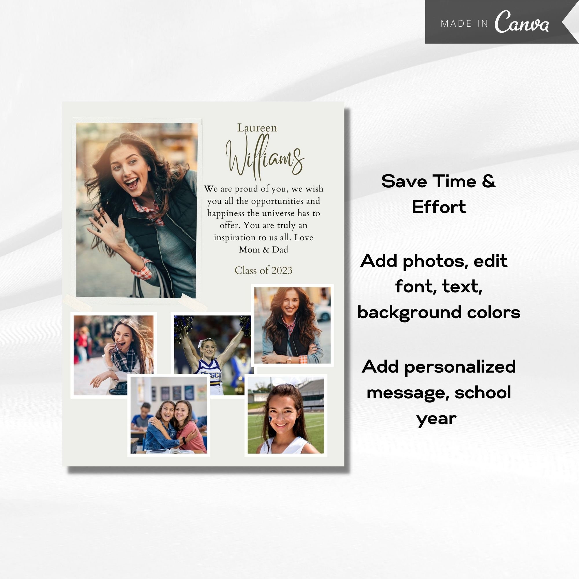 Yearbook AD Tribute Template Full Page, Senior Yearbook AD Quarter Page, Grad Announcement Photo ...