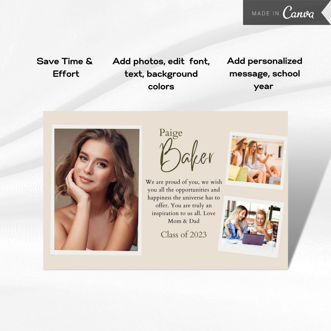 Yearbook AD Tribute Template, Senior Yearbook AD, Grad Announcement ...