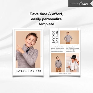 Kids Model Comp Card, Editable Model Portfolio, Fashion Resume Photo ...