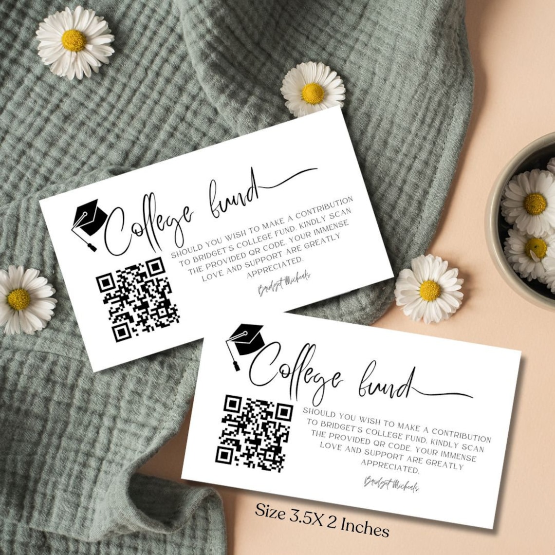 Editable College Fund Graduation QR Code Insert, Printable Grad Wish ...