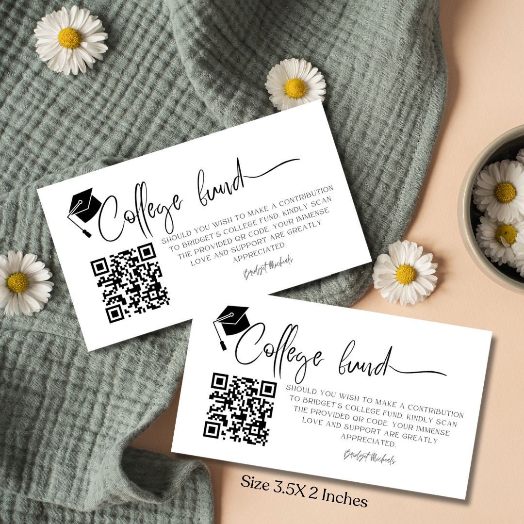 Editable College Fund Graduation QR Code Insert, Printable Grad Wish ...