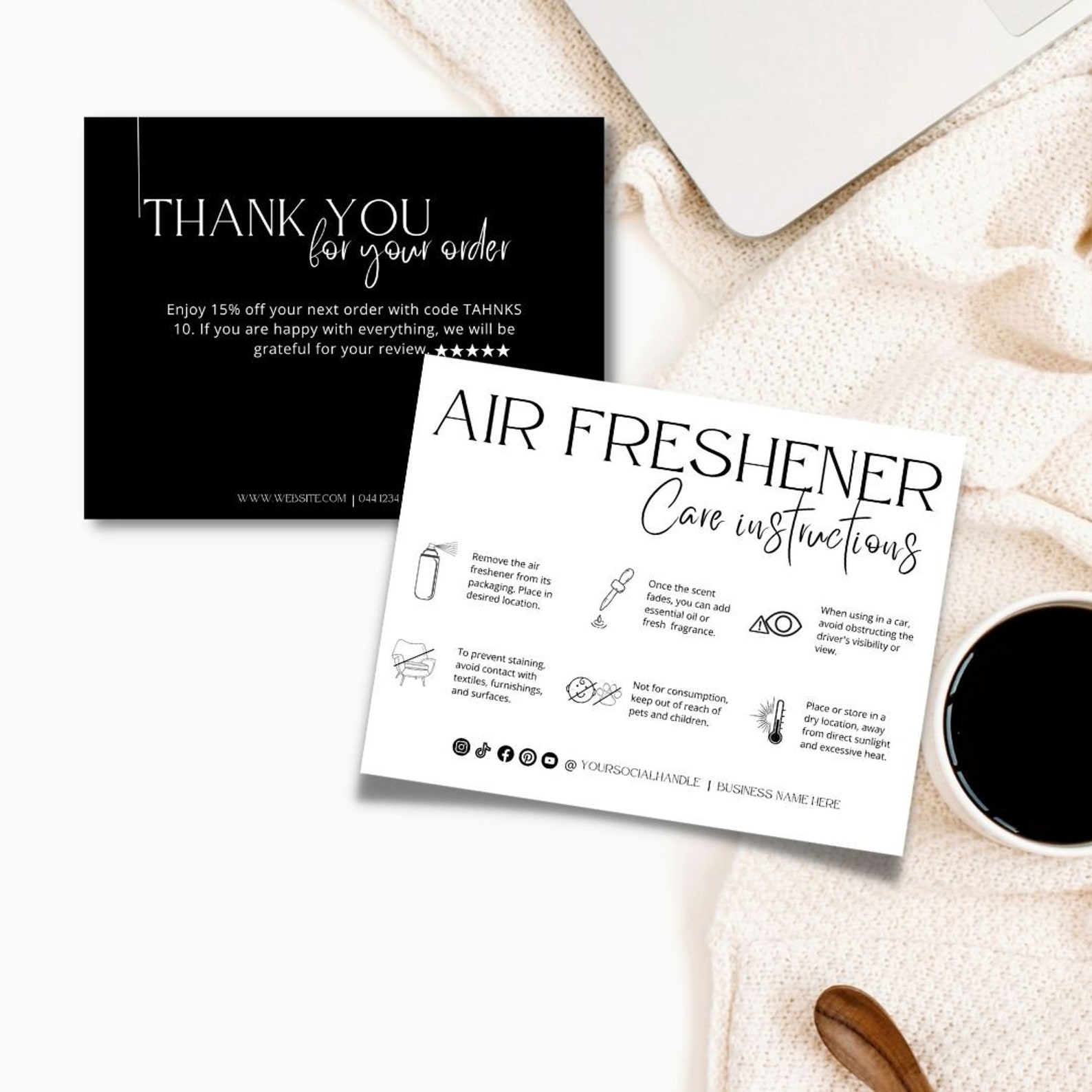 Editable Air Freshener Care Card, Air Freshie Care Instructions ...