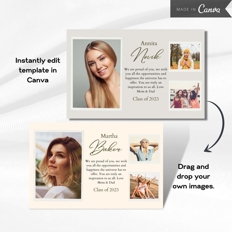 Yearbook AD Tribute Template, Senior Yearbook AD, Editable Canva Grad ...