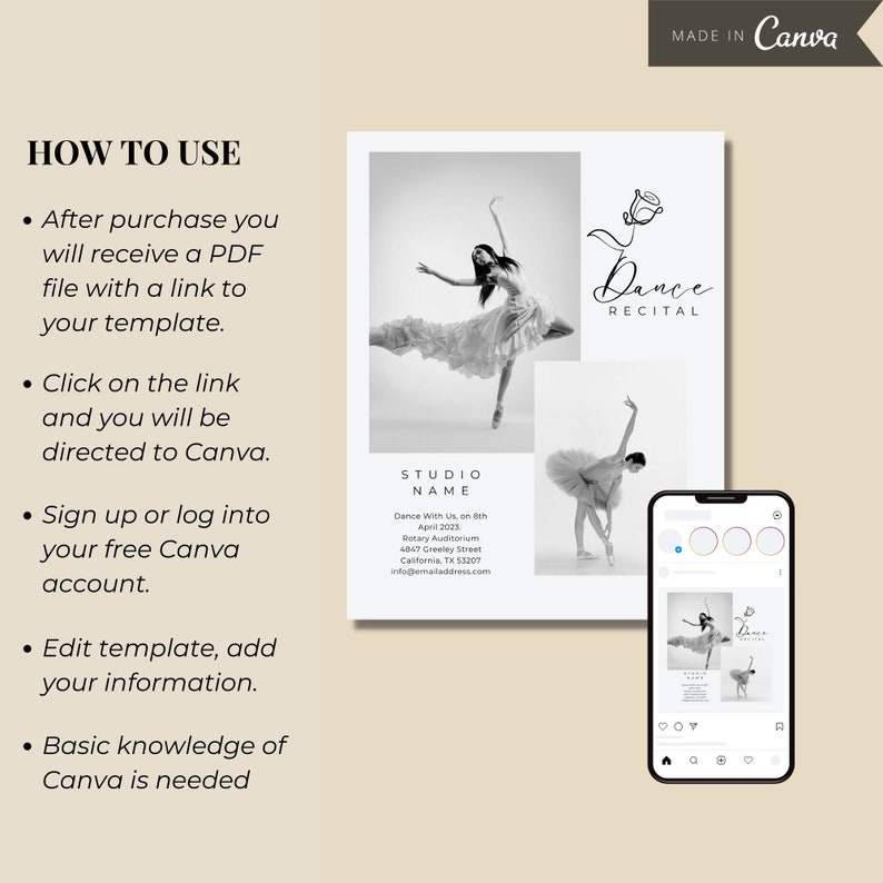 Full Page Dance Recital Ad Template, Ballerina Dance Ad Template ...