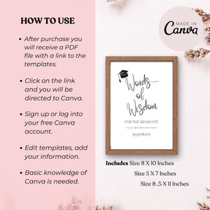 Words of Wisdom for the Graduate Sign Template, Editable Graduation ...