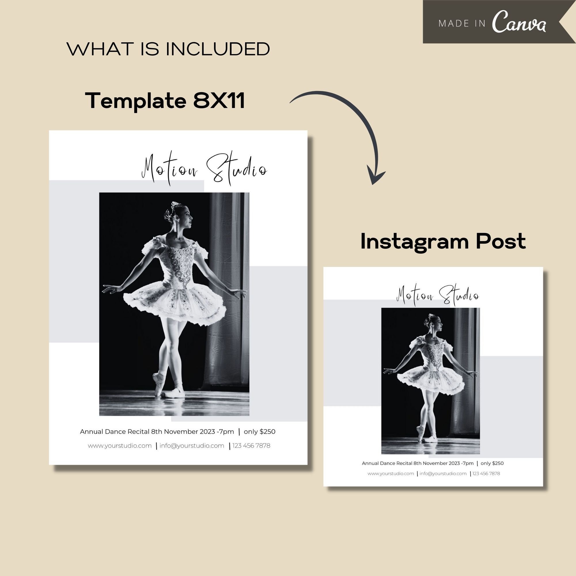 Full Page Dance Recital Ad Template, Ballerina Dance Ad Template ...