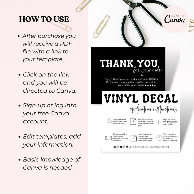 Editable Vinyl Decal Application Instructions, DIY Decal Instructions ...