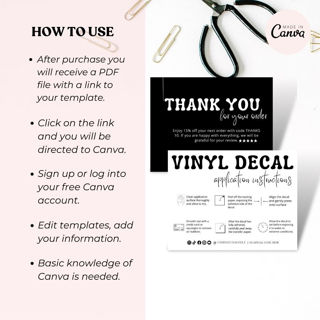 Editable Vinyl Decal Application Instructions, DIY Decal Instructions ...