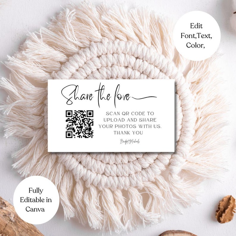 Share the Love QR Code Card, Graduation Photo Guestbook Insert Card ...