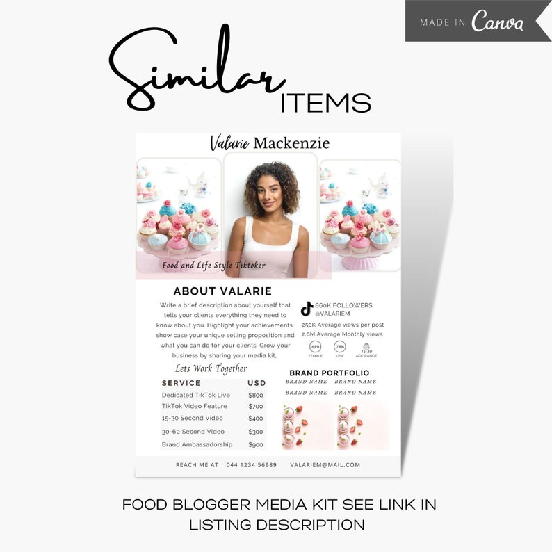 2 Page Blogger Media Kit Template Canva, Influencer Media Kit, Blog ...