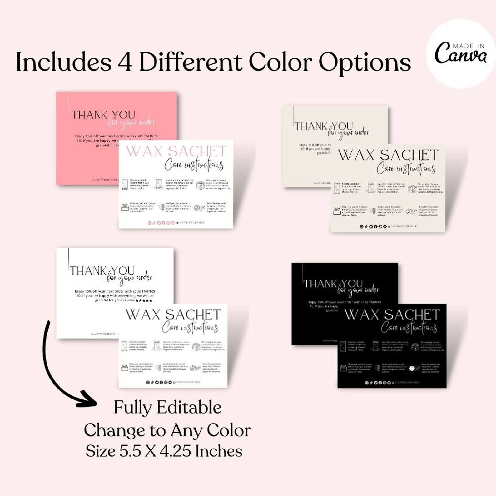 Wax Sachet Care Instructions Template, Editable Wax Sachet Safety Care ...