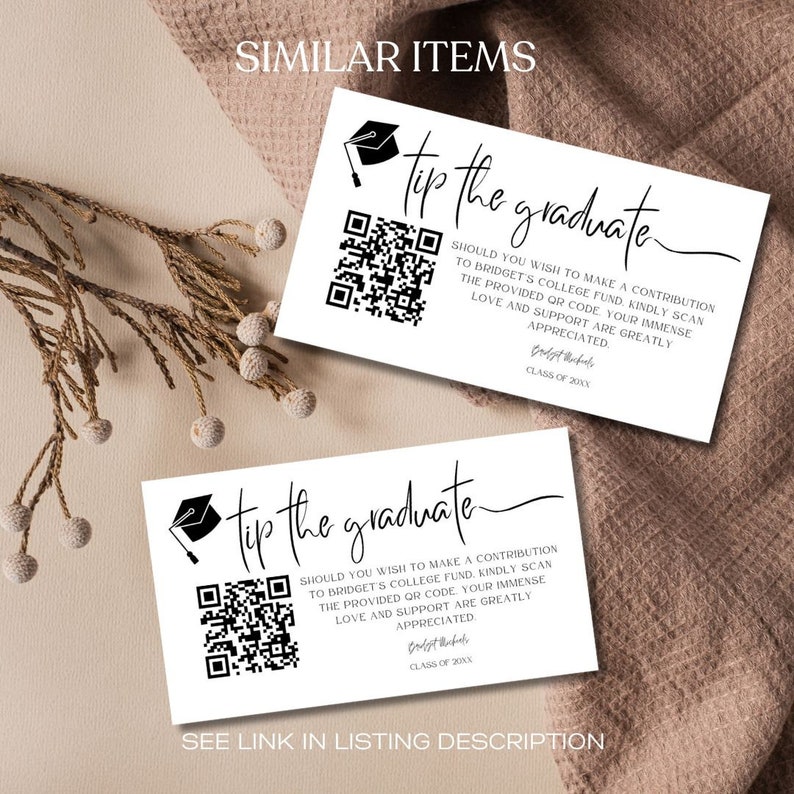 Share the Love QR Code Card, Graduation Photo Guestbook Insert Card ...