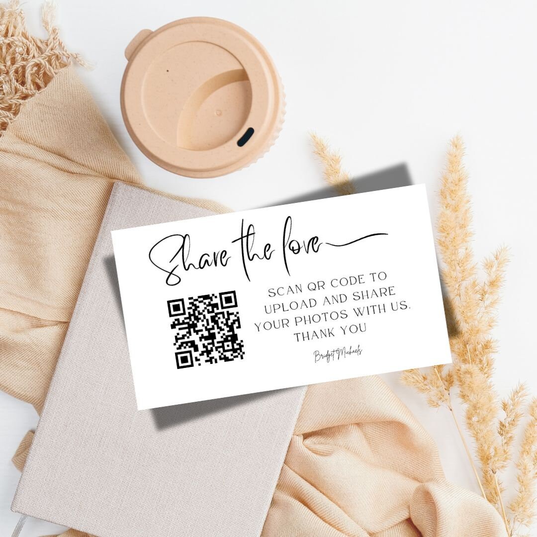 Share the Love QR Code Card, Graduation Photo Guestbook Insert Card ...