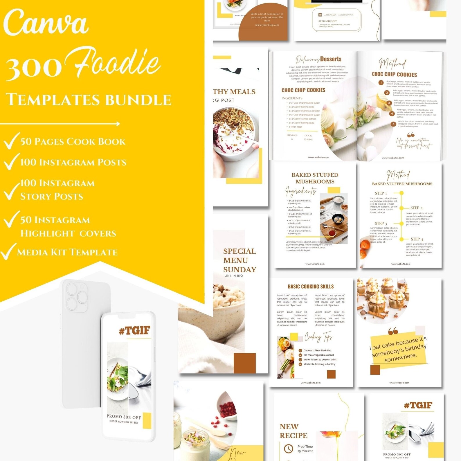Food Creator Bundle Cook Book Template 250 Food Instagram - Etsy
