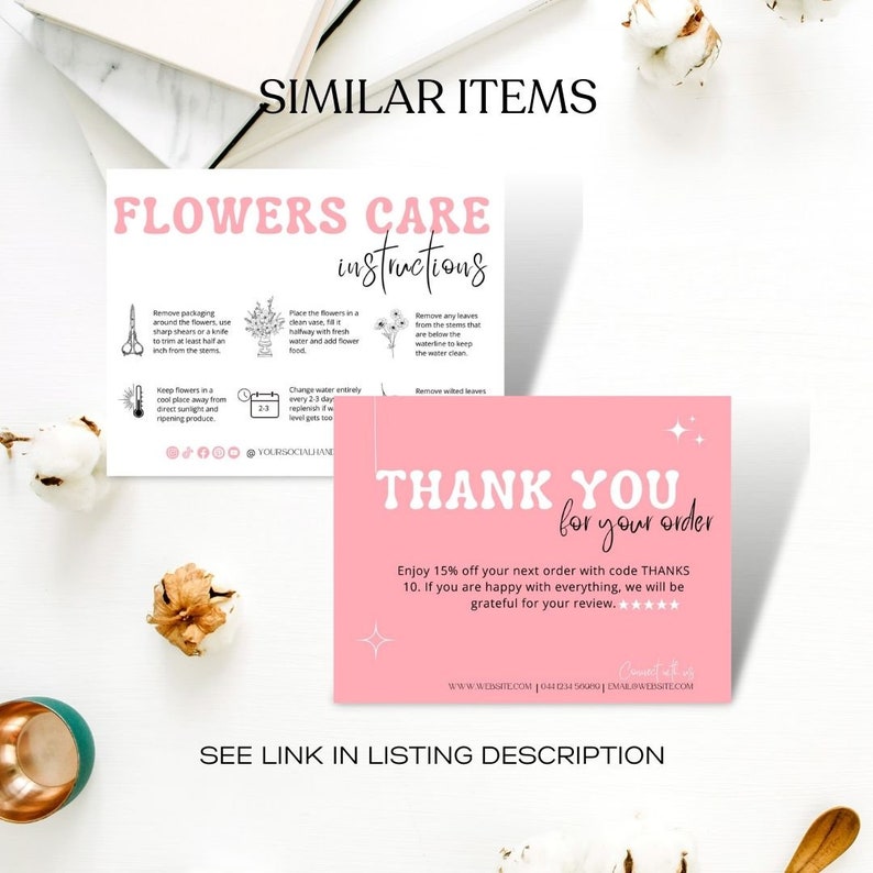 Editable Flower Care Card Template, Florist Flower Care Instructions ...