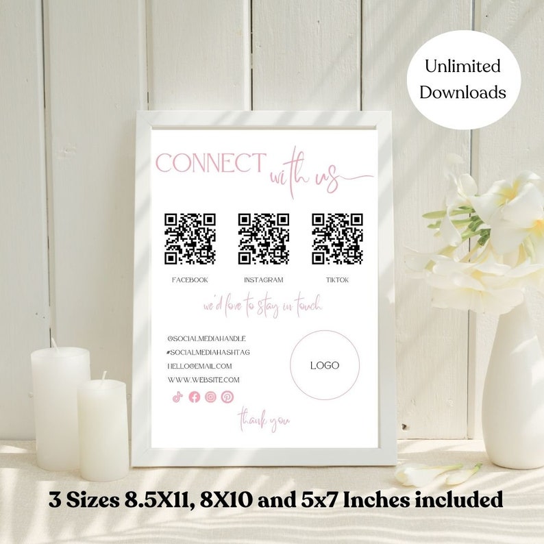 Editable Connect With Us QR Code Business Template, DIY Let's Be Social ...