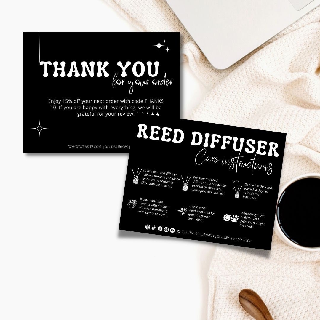 Printable Reed Diffuser Care Card, Diffuser Instructions Label, Oil ...