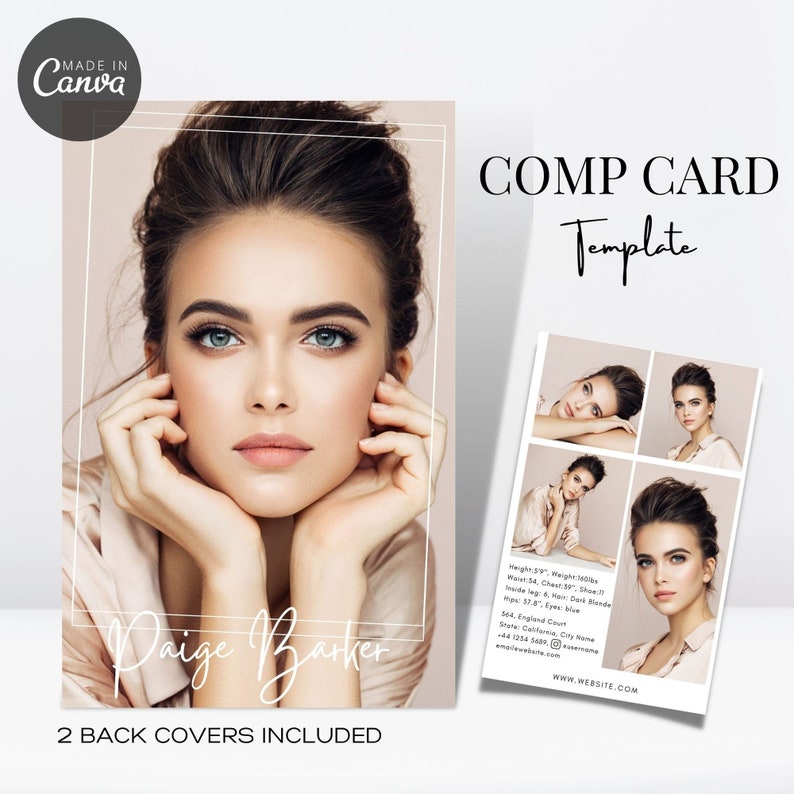 Editable Fashion Model Zed Card Model Comp Card Model - Etsy