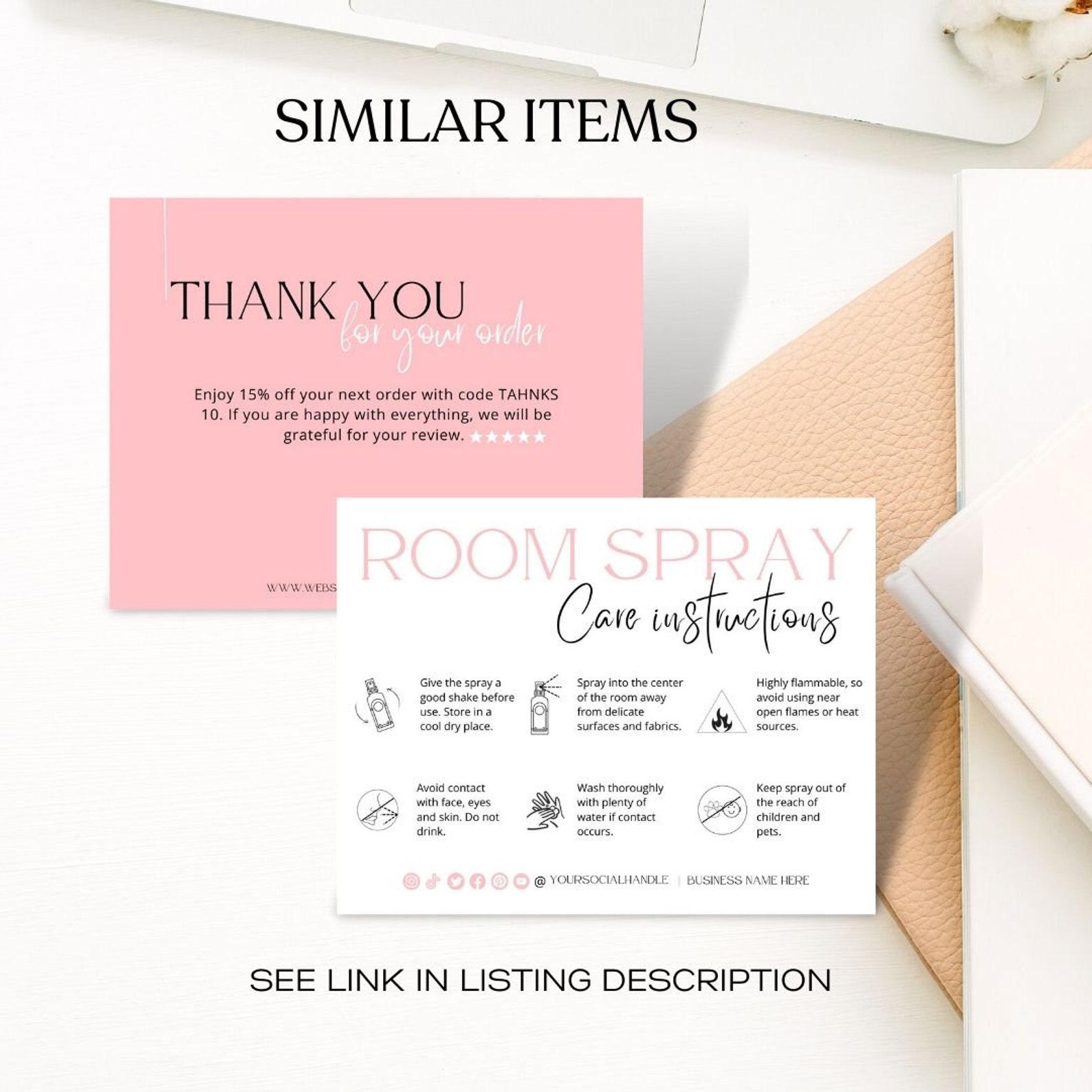 Room Spray Care Card Template, Editable Room Spray Care Instructions ...