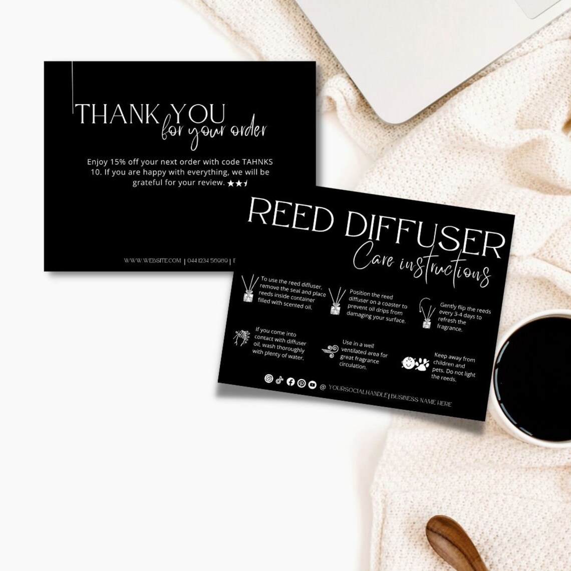 Printable Reed Diffuser Care Card, Diffuser Instructions Label, Oil ...