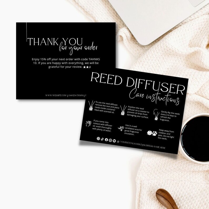 Printable Reed Diffuser Care Card, Diffuser Instructions Label, Oil ...