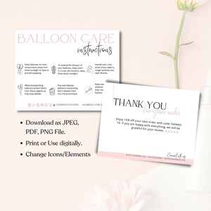 Editable Balloons Care Instructions Template, Printable Balloon Safety ...