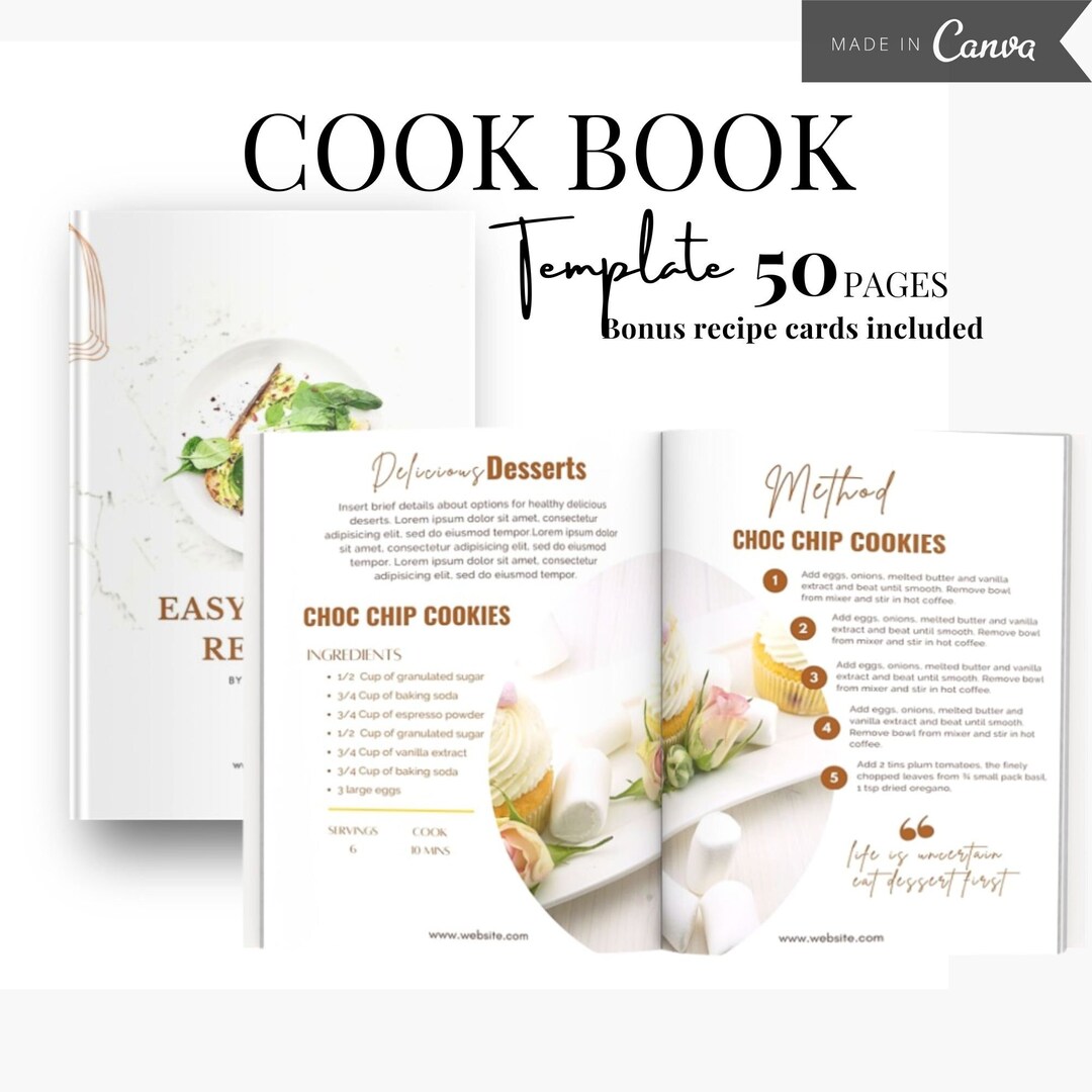 Cook Book Template Canva, Editable Recipe Book, Meal Planner, Food ...